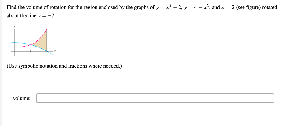 Solved Find the volume of rotation for the region enclosed | Chegg.com
