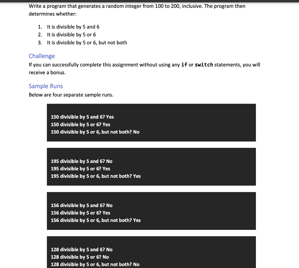 Solved Write A Program That Generates A Random Integer From 9348
