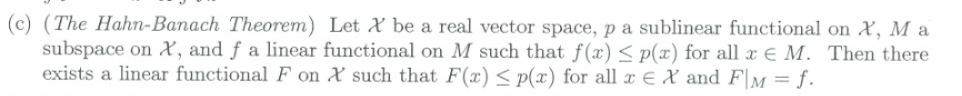 Solved (c) (The Hahn-Banach Theorem) Let X be a real vector | Chegg.com