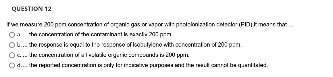 Solved If we measure 200 ppm concentration of organic gas or | Chegg.com