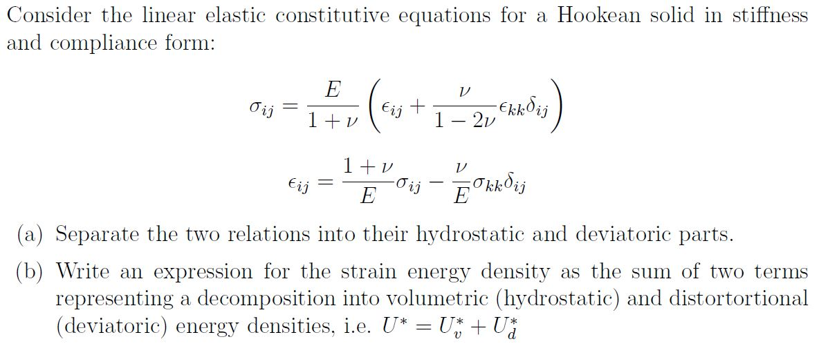 Solved Consider the linear elastic constitutive equations | Chegg.com