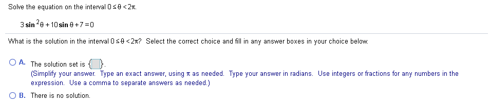 Solved Solve the equation on the interval 034
