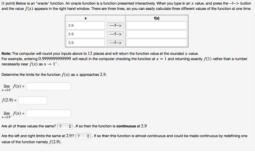 (1 point) Below is an "oracle" function. An oracle | Chegg.com