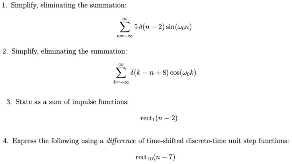 Solved 1. Simplify, eliminating the summation: 58(n − 2) | Chegg.com
