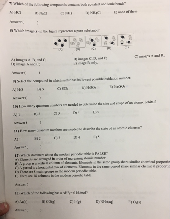 Solved 7) Which of the following compounds contains both | Chegg.com