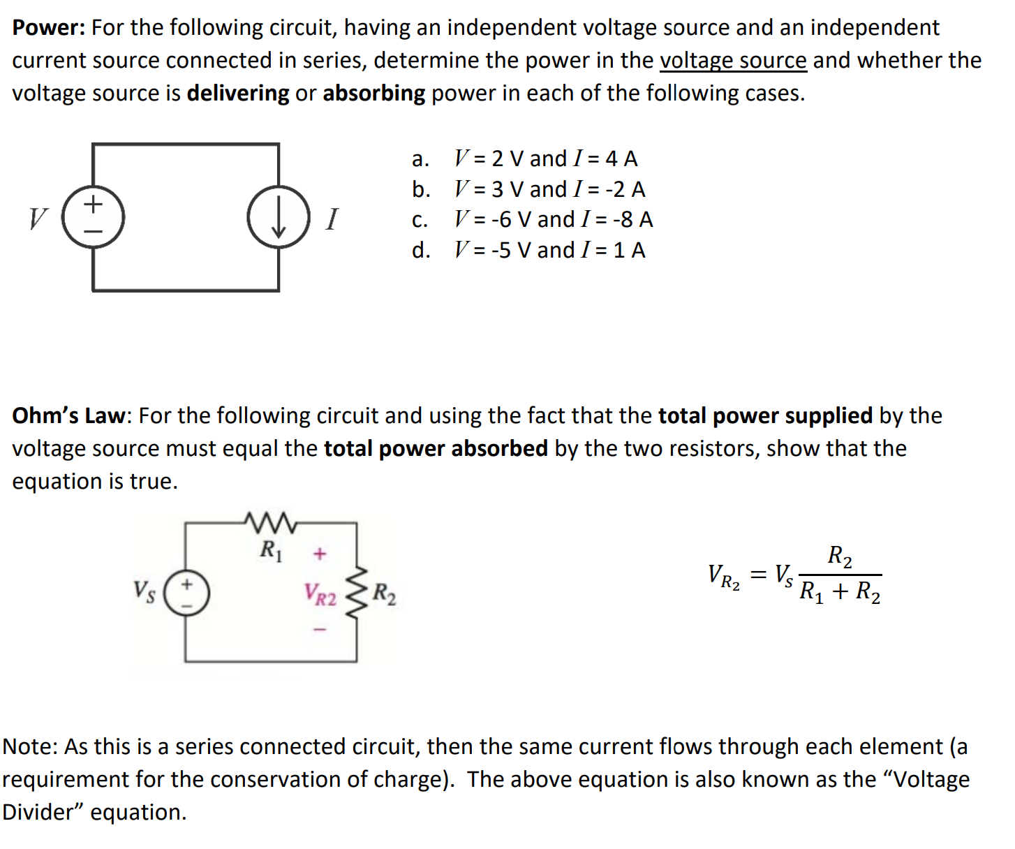 Solved Power: For the following circuit, having an | Chegg.com