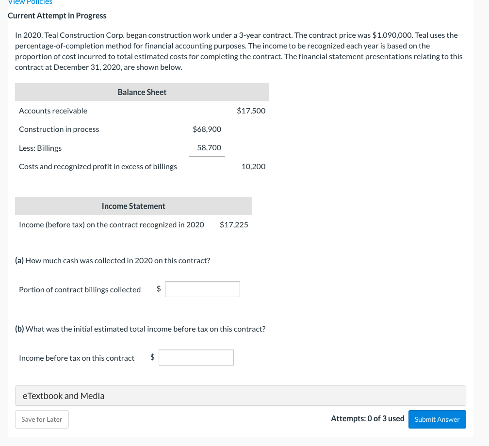 Solved lew Policies Current Attempt in Progress In 2020, | Chegg.com