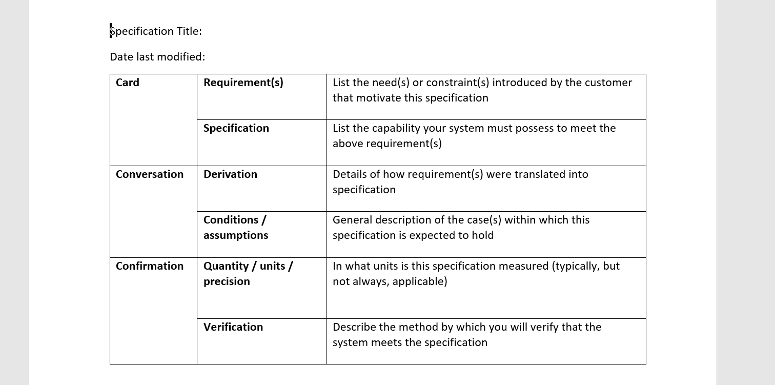 3. (10 marks) Using the “Specification template,” | Chegg.com