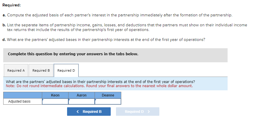 Solved Required: a. Compute the adjusted basis of each | Chegg.com