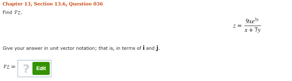 Solved Chapter 13, Section 13.6, Question 036 Find Vz 7= | Chegg.com