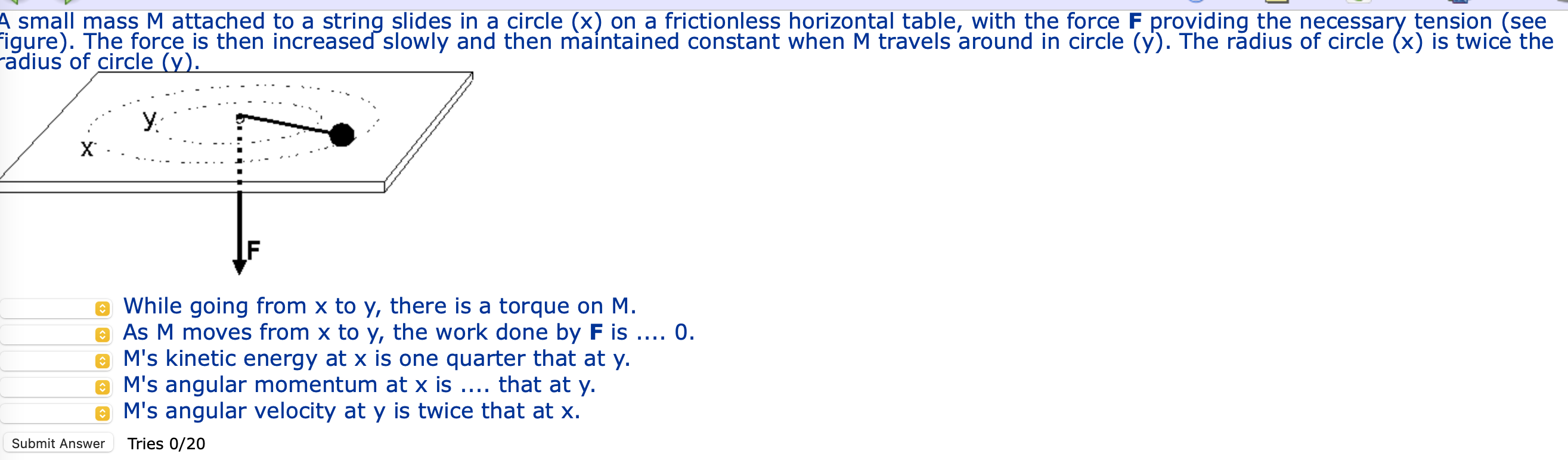Solved A small mass M attached to a string slides in a | Chegg.com