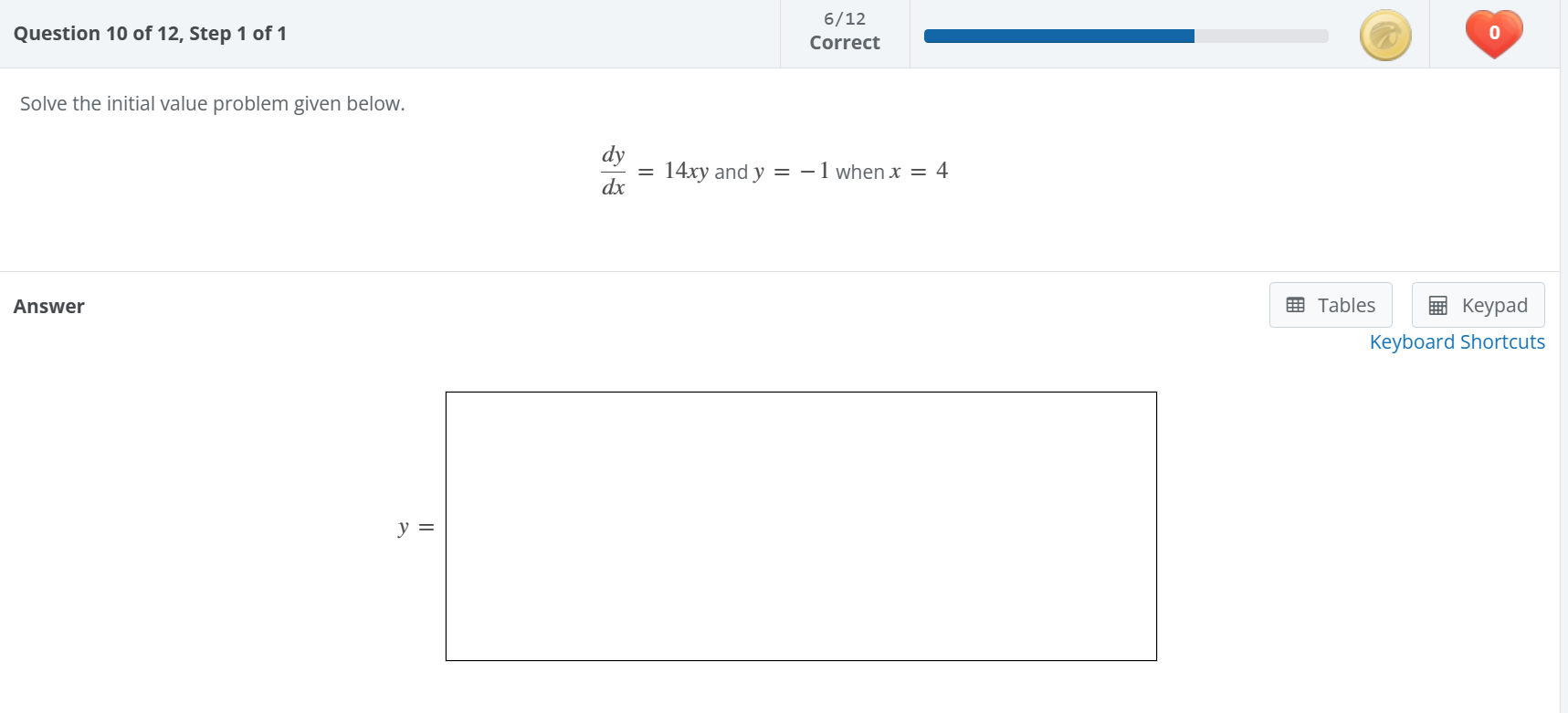 Solved Question 10 of 12 , Step 1 of 1 6/12 Correct Solve | Chegg.com
