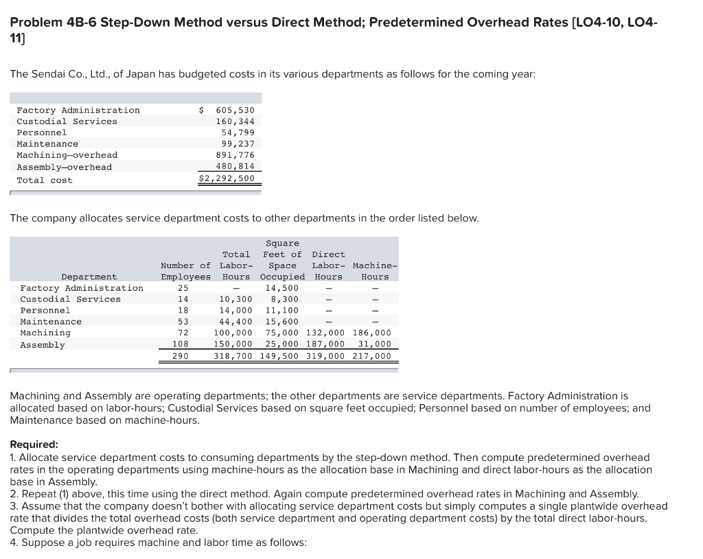 Solved Problem 4B-6 Step-Down Method versus Direct Method; | Chegg.com