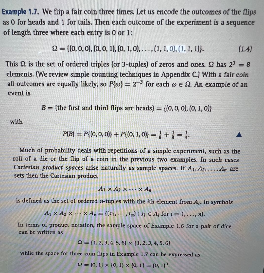 Solved Example 1.7. We flip a fair coin three times. Let us | Chegg.com