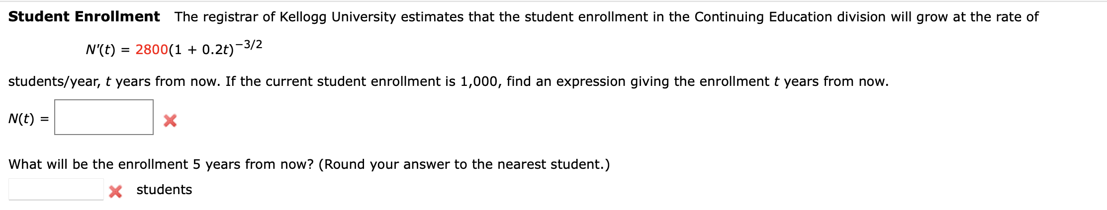 Solved Student Enrollment The registrar of Kellogg | Chegg.com