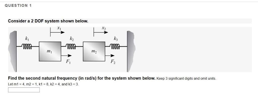 Solved QUESTION 1 Consider a 2 DOF system shown below. ka | Chegg.com