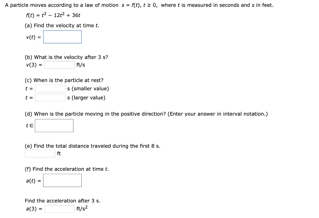 Solved A particle moves according to a law of motion s = | Chegg.com