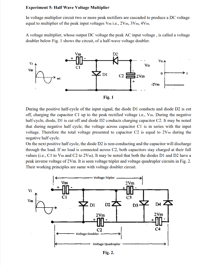 Solved Experiment 5: Half Wave Voltage Multiplier In voltage | Chegg.com