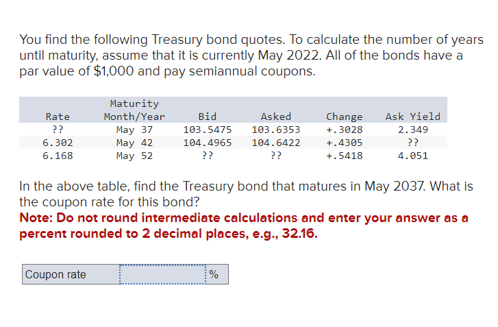 Solved You find the following Treasury bond quotes. To | Chegg.com