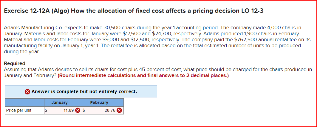 Solved Exercise 12−12 A (Algo) How the allocation of fixed | Chegg.com