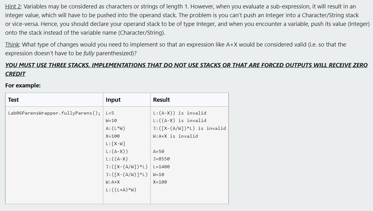 Solved Write a method named fullyParens() that uses stacks | Chegg.com