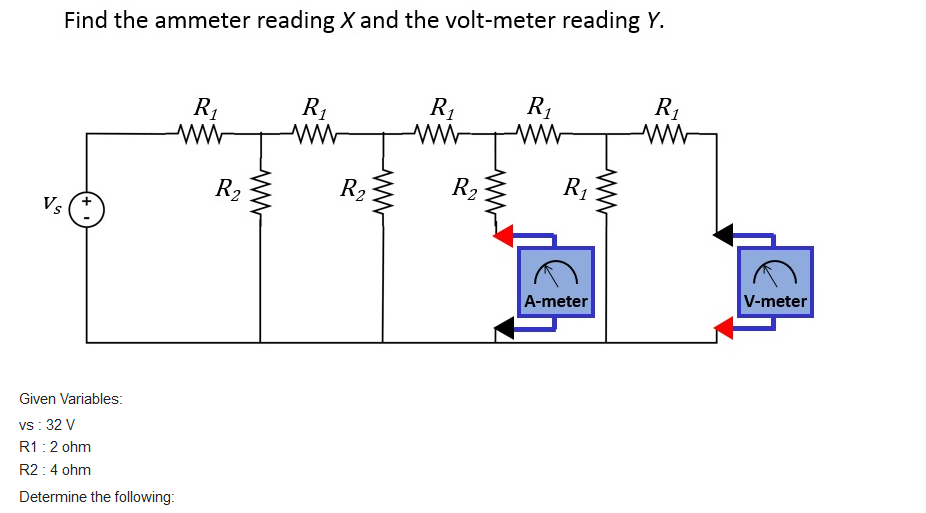 Solved Find the ammeter reading X and the volt-meter reading | Chegg.com