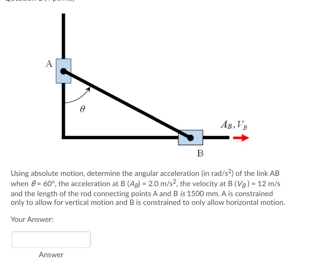 Solved A AB, VB B Using absolute motion, determine the | Chegg.com