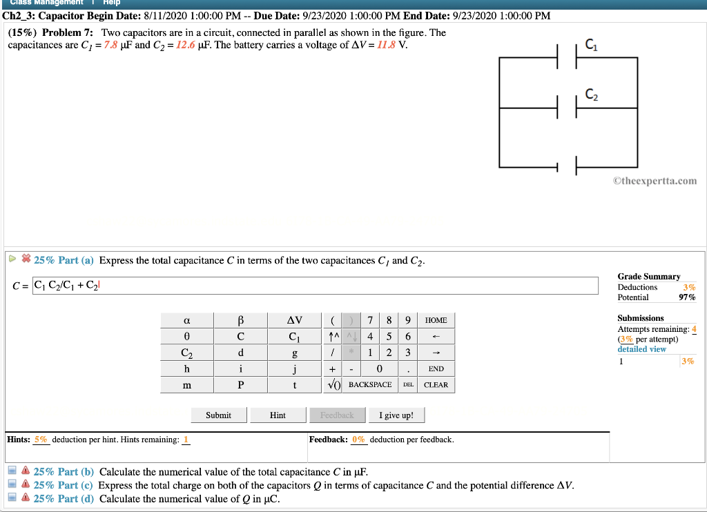 Solved Class Management Help Ch2_3: Capacitor Begin Date: | Chegg.com