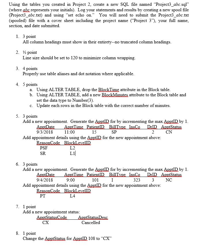 Using the tables you created in Project 2, create a | Chegg.com