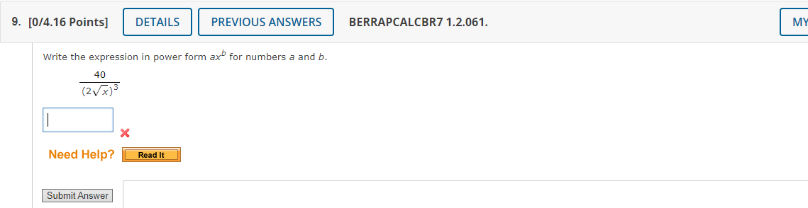 Solved Write the expression in power form axb for numbers a | Chegg.com