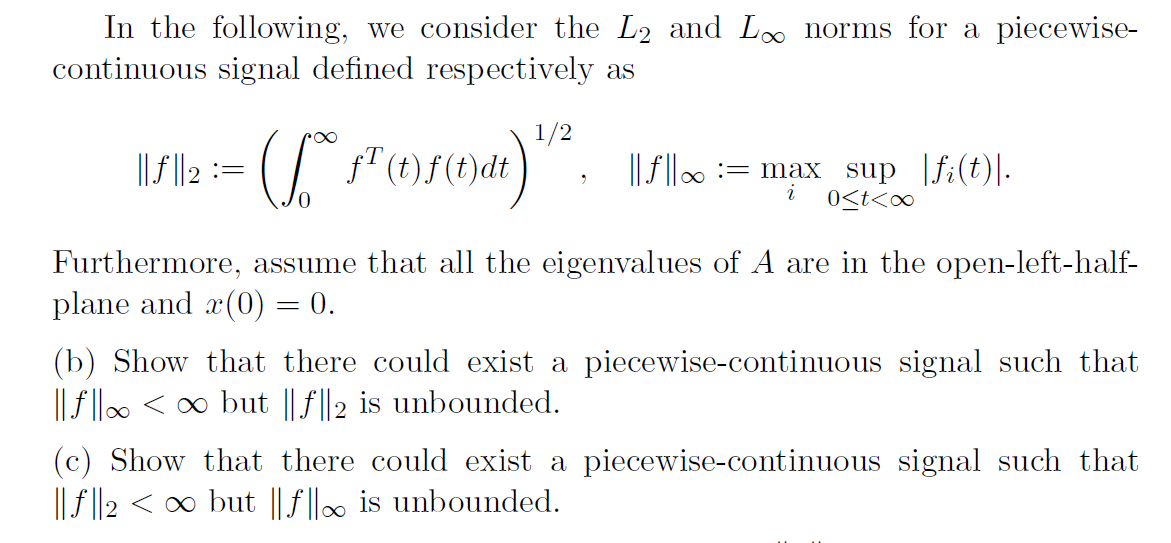 In the following, we consider the L2 and Læ norms for | Chegg.com