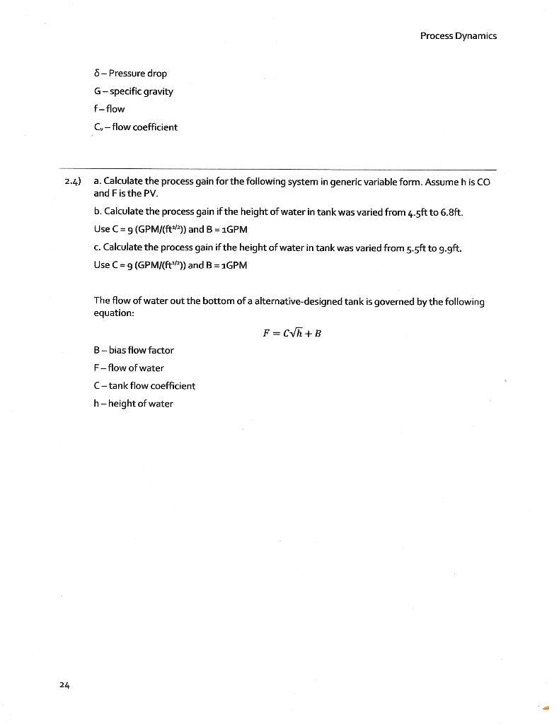 2.1) Calculate the process gain (K), lag (τ), and | Chegg.com