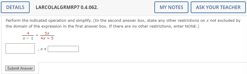 Solved Perform the indicated operation and simplify. (In the | Chegg.com