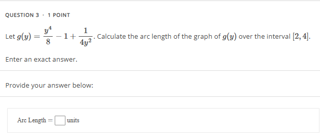 Solved QUESTION 3 - 1 ﻿POINTLet g(y)=y48-1+14y2. ﻿Calculate | Chegg.com