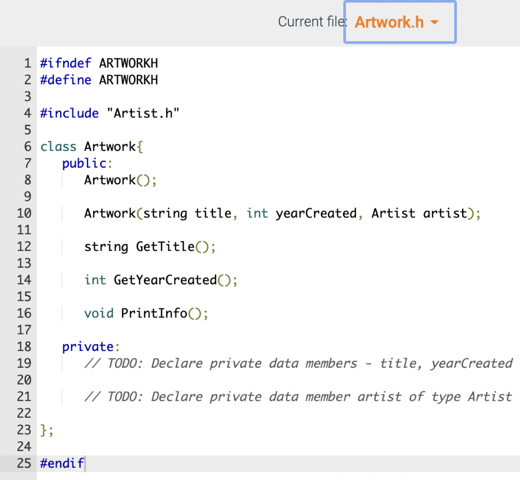 Solved Given main0, complete the Artist class (in files | Chegg.com