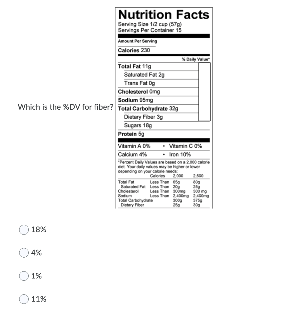 Solved Which is the %DV for fat? Which is the %DV for | Chegg.com