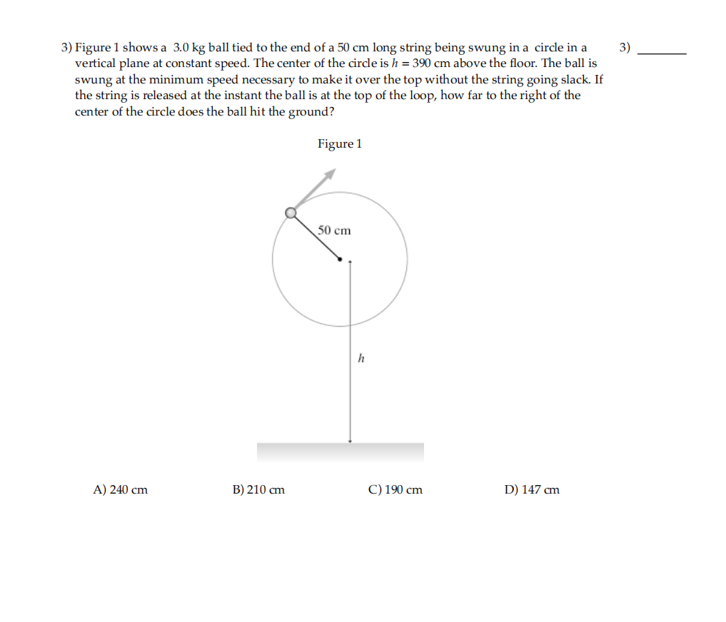 Solved 3) Figure 1 shows a 3.0 kg ball tied to the end of a | Chegg.com