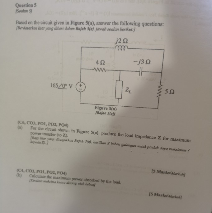 Solved Question 5 Soalan 5) Based on the circuit given in | Chegg.com