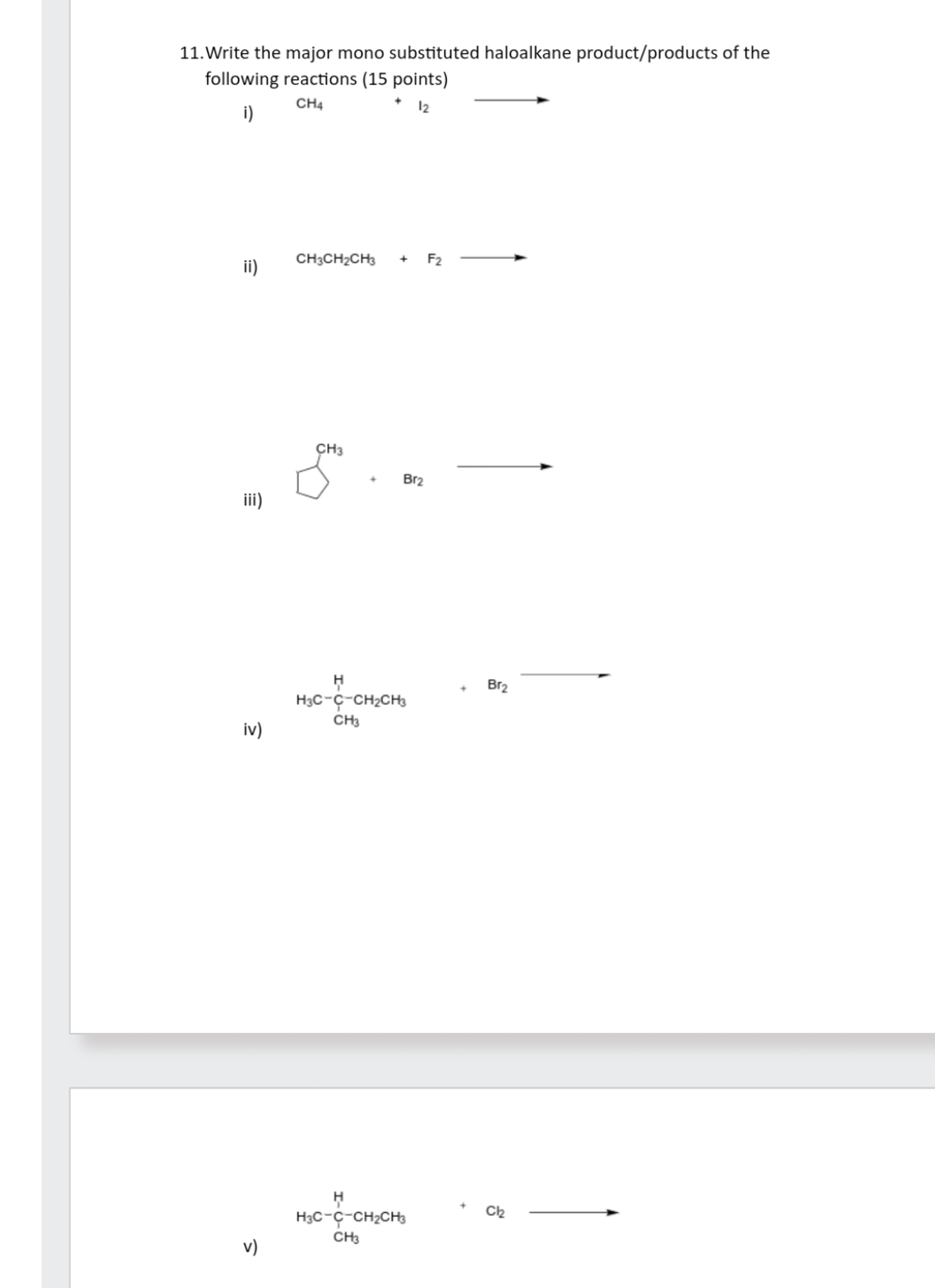 Solved Write the major mono substituted haloalkane | Chegg.com