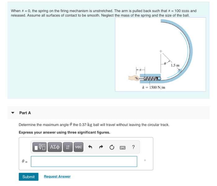 Solved when s = 0, the spring on the firing mechanism is | Chegg.com