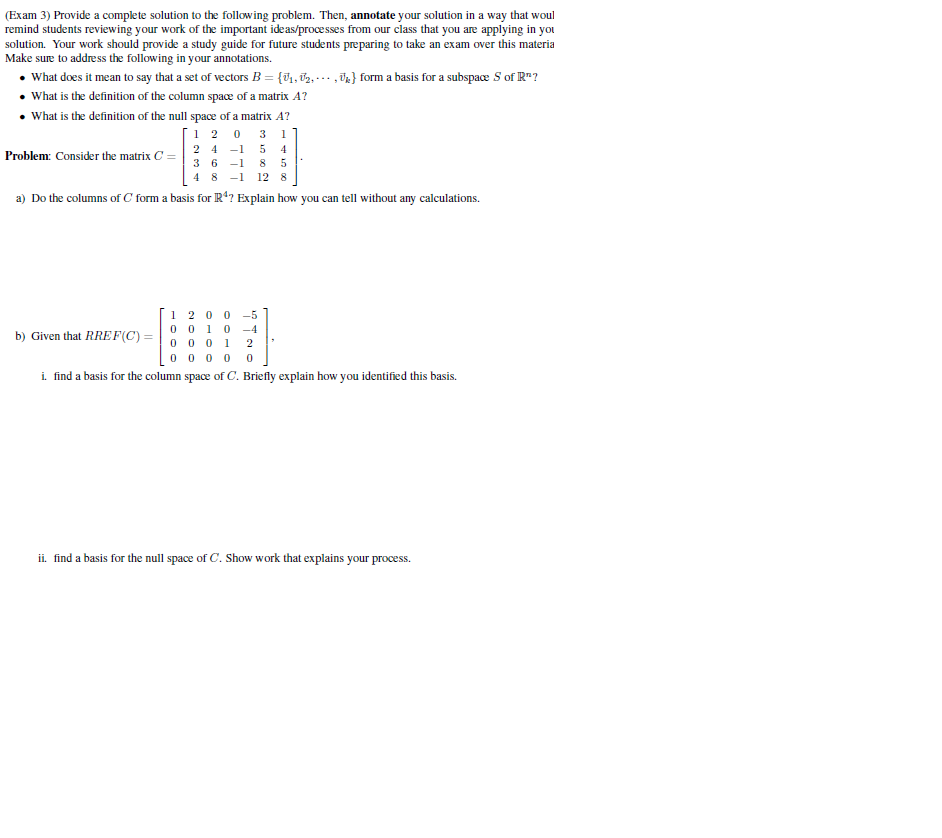 Solved (Exam 3) Provide a complete solution to the following | Chegg.com