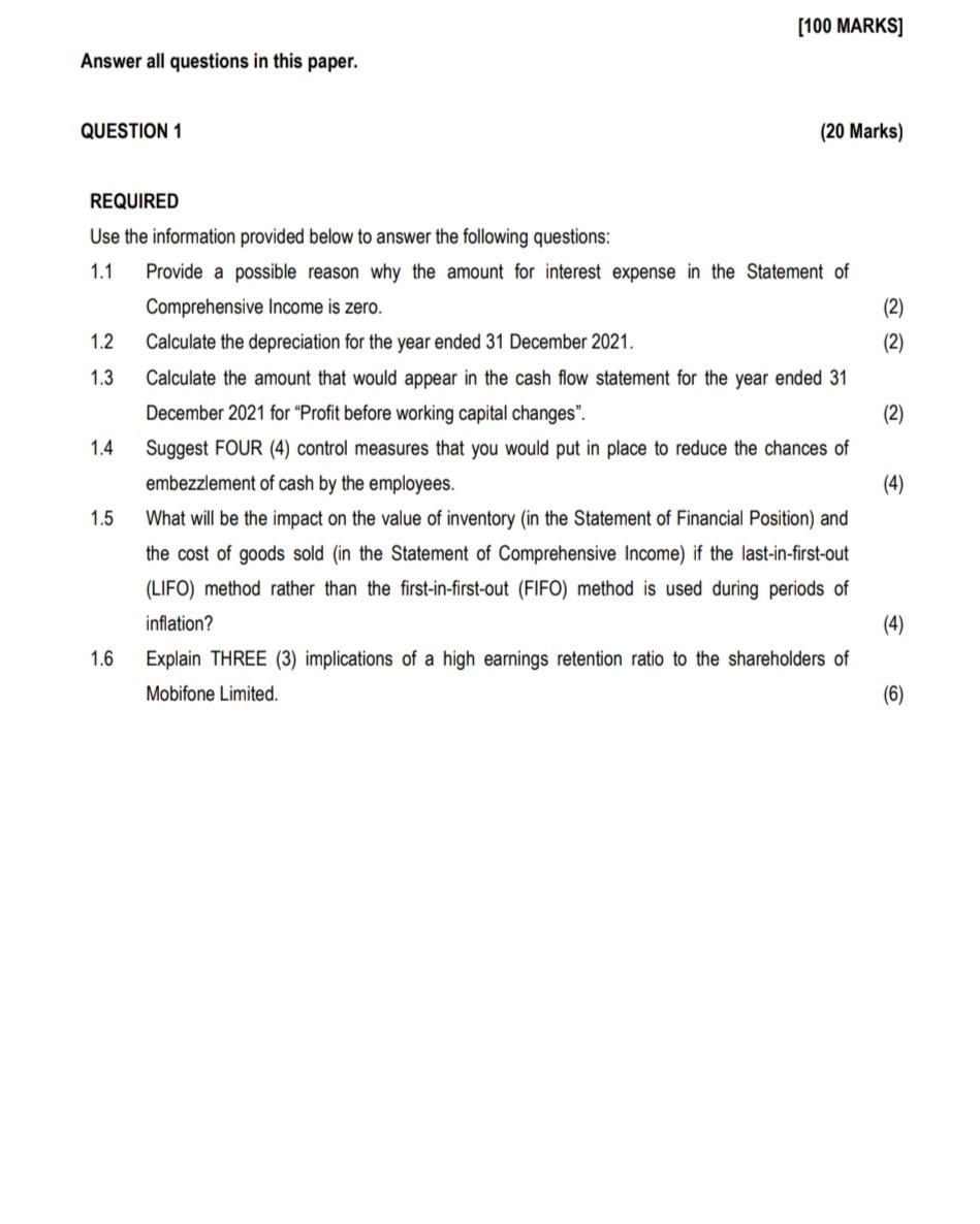 [100 MARKS] Answer all questions in this paper. | Chegg.com