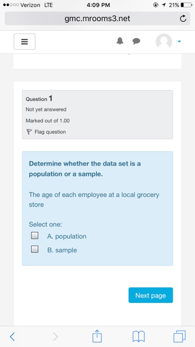 Solved oo Verizon LTE 4:09 PM gmc.mrooms3.net Question Not | Chegg.com