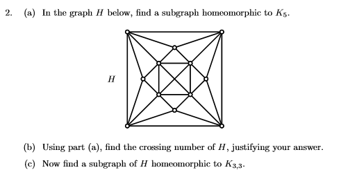 Solved (a) In the graph H below, find a subgraph | Chegg.com