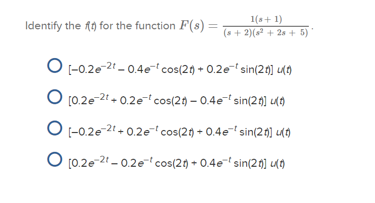 Solved Identify the flt) for the function F(s) = (8 + 2) (82 | Chegg.com