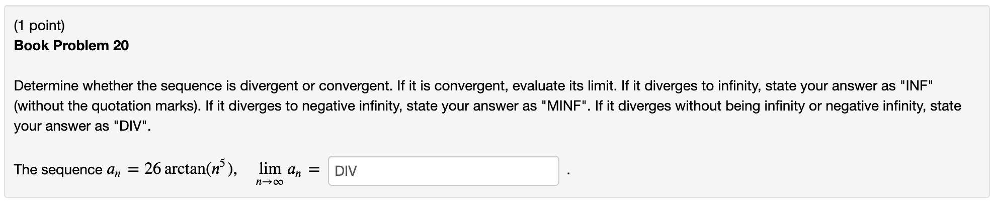 Solved (1 point) Book Problem 20 Determine whether the | Chegg.com