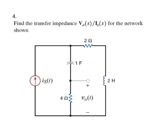 Solved Find the transfer impedance V.(s)/1,(s) for the | Chegg.com