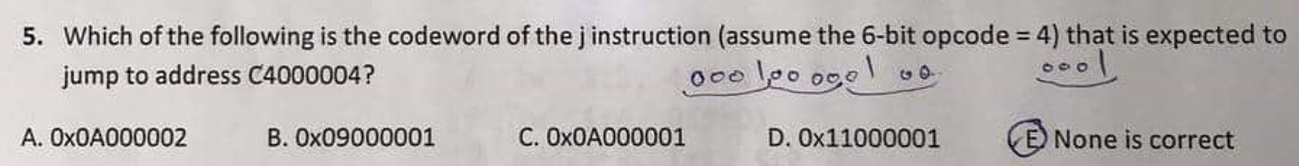 Solved 5. Which of the following is the codeword of the j | Chegg.com