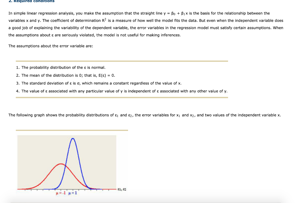 Solved 2. Required conditions In simple linear regression | Chegg.com