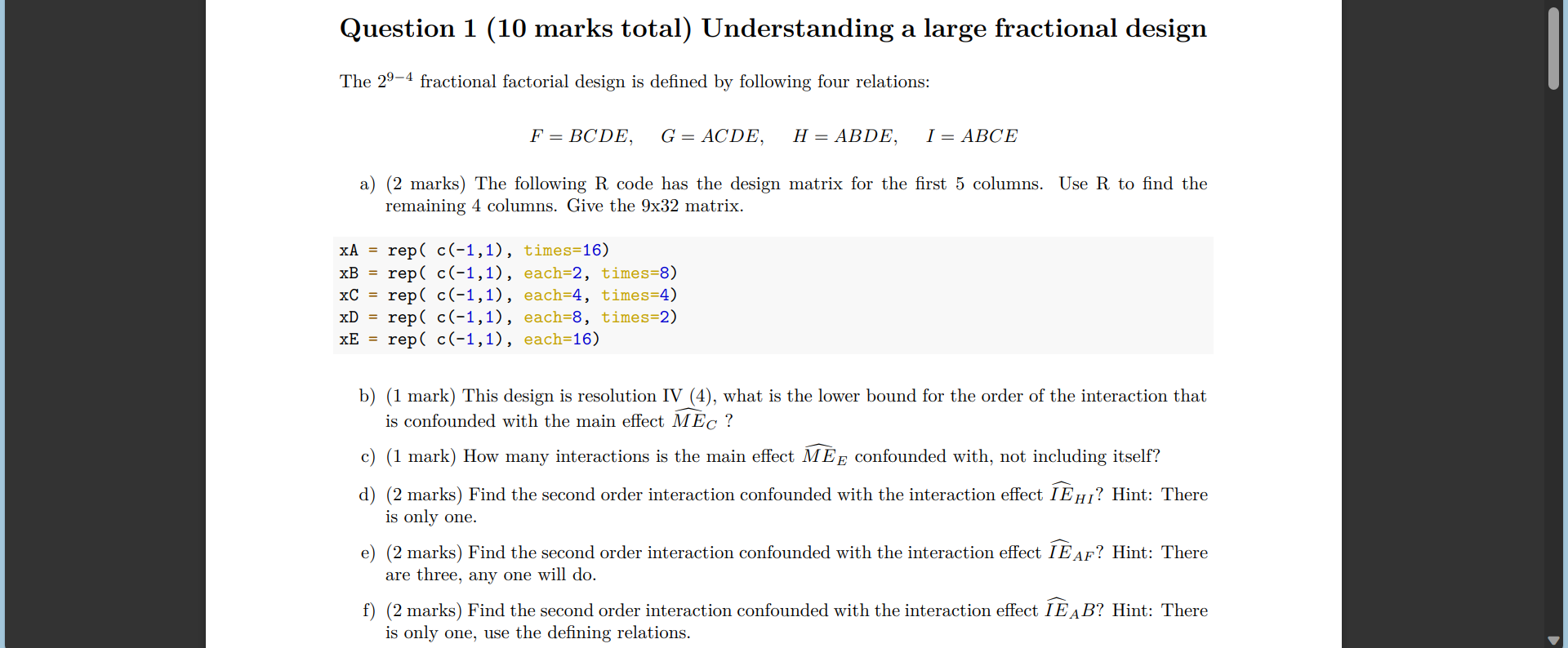 Solved Question 1 (10 marks total) Understanding a large | Chegg.com
